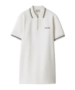 Miu Miu Short-sleeved Zip Polo Dress - White