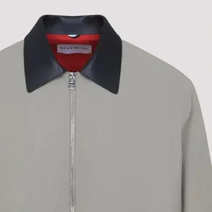 Givenchy Harrington Jacket In Cotton With Leather Details - Beige