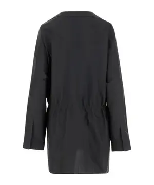 Balenciaga Long Sleeve Collared Drawstring Dress - Black