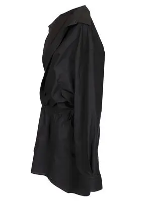 Balenciaga Long Sleeve Collared Drawstring Dress - Black