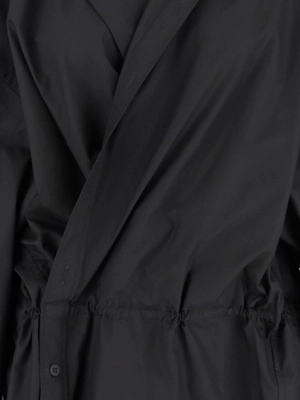 Balenciaga Long Sleeve Collared Drawstring Dress - Black