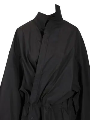 Balenciaga Long Sleeve Collared Drawstring Dress - Black