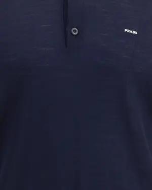 Prada Short-sleeved Knitted Polo Shirt - Blue