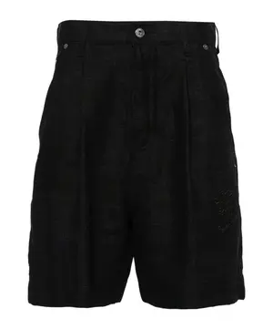 Off-White High-rise Wide-leg Shorts With Embroidered Logo - Black