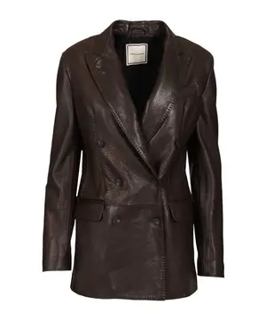 Tagliatore Josie Double Breasted Leather Jacket - Brown