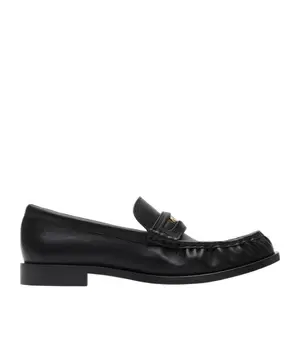 Burberry Logo Plaque Slip-on Loafers - Black