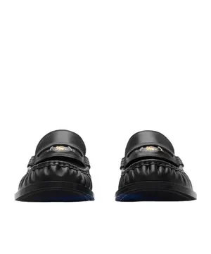 Burberry Logo Plaque Slip-on Loafers - Black