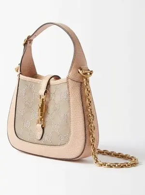 Gucci Crystal Gg Mini Shoulder Bag - Light Pink