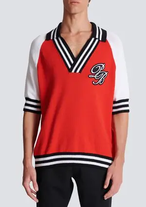 Balmain College Baseball Pb Signature Knit Polo Shirt