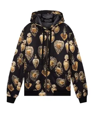 Dolce & Gabbana Printed Full Zip Hoodie - Black