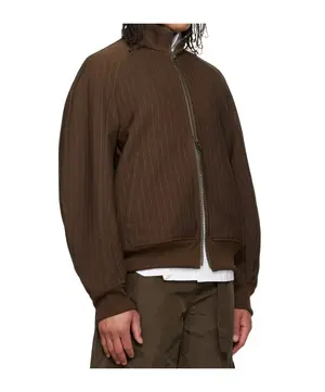Sacai Pinstripe Zip-up Bomber Jacket - Brown