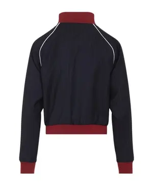 Miu Miu Pinstriped Zipper Blouson Jacket - Blue