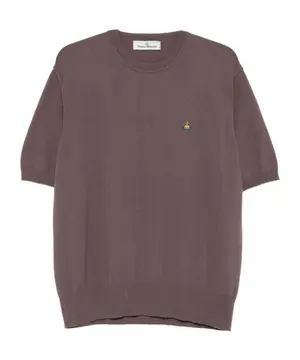 VIVIENNE WESTWOOD Embroidered Short Sleeve Sweater - Black