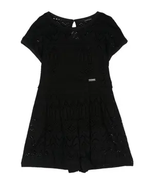 Monnalisa Short-sleeved Lace Jumpsuit - Black