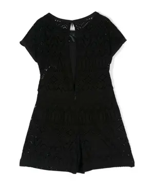 Monnalisa Short-sleeved Lace Jumpsuit - Black