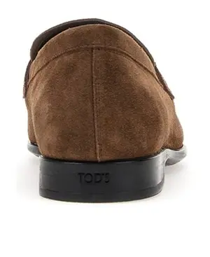 TOD'S Suede Penny Loafers With Logo Detail - Brown