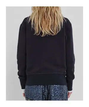 DARKPARK Crew Neck Ribbed Trim Blouse With Dropped Shoulders