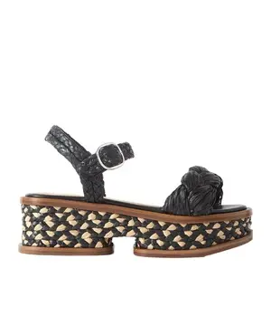 Gabriela Hearst Round Toe Platform Sandals - Black