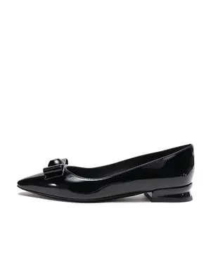 FERRAGAMO Patent Leather Bow Detail Flats
