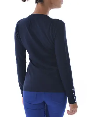 Emporio Armani V-neck Sweater With Embellished Logo - Black