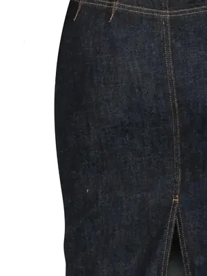 SELF-PORTRAIT Belted Waist Denim Midi Skirt
