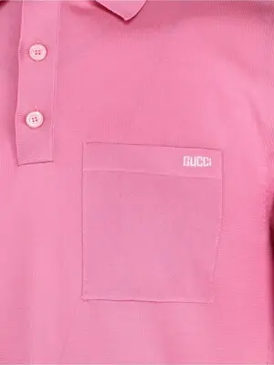 Gucci Fine Knit Polo Top - Pink