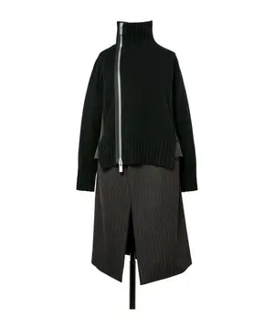 Sacai Long Sleeve Dress With Front Zip Closure