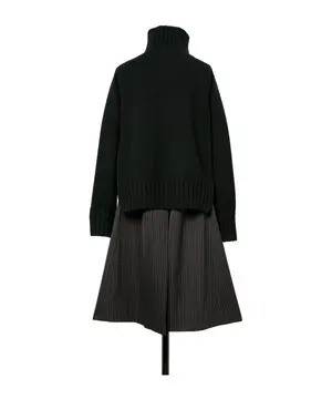 Sacai Long Sleeve Dress With Front Zip Closure