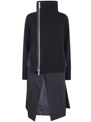Sacai Long Sleeve Dress With Front Zip Closure