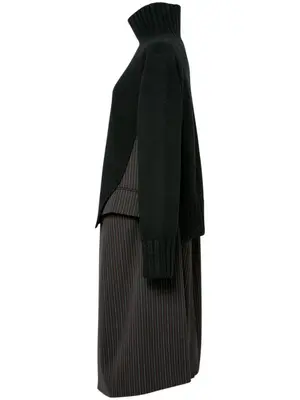 Sacai Long Sleeve Dress With Front Zip Closure