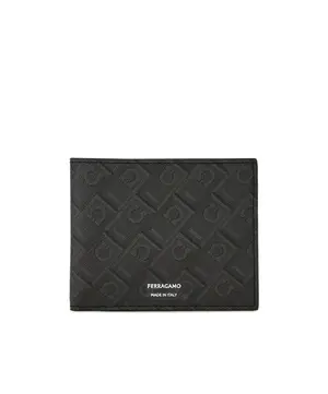 FERRAGAMO Monogram Wallet - Black/gray