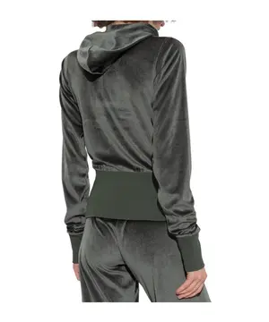 Balenciaga Velvet Zip-up Hooded Jacket - Black