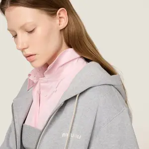 Miu Miu Zip-up Hoodie With Drawstring And Logo