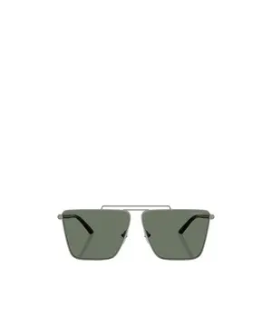 Versace Tubular Greca Rectangle Frame Sunglasses - Gray