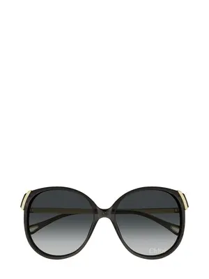 Chloé Oval Frame Sunglasses - Black