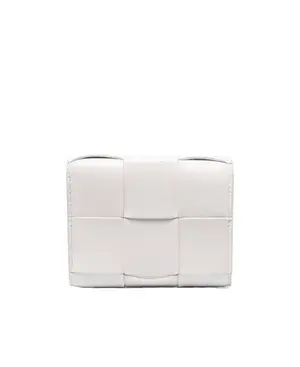 Bottega Veneta Intreccio Tri-fold Zip Wallet - White