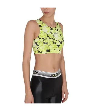 MSGM Floral Print Cropped Tank Top