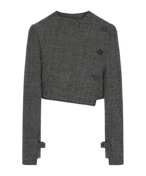 COURREGES Oblique Buttoned Cropped Jacket - Black