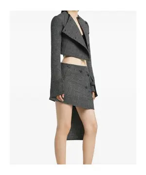 COURREGES Oblique Buttoned Cropped Jacket - Black