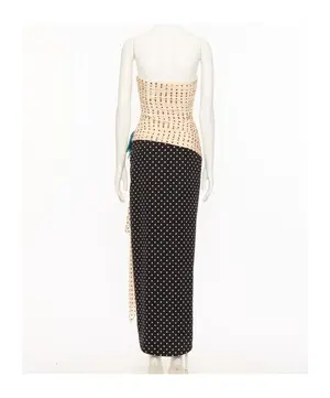 Valentino Garavani Crepe De Chine Dress With Colorblock And Bow Detailing
