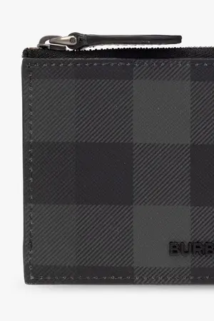 Burberry Logo Plaque Checked Zipped Wallet