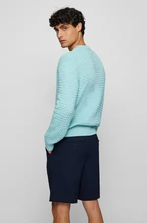 Hugo Boss Textured Round Neck Sweater - Blue