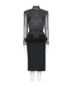 Valentino Garavani Long-sleeved High-collar Dress With Bow Detail