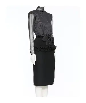 Valentino Garavani Long-sleeved High-collar Dress With Bow Detail
