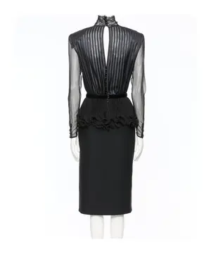 Valentino Garavani Long-sleeved High-collar Dress With Bow Detail