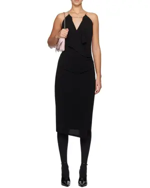 Givenchy Ruffled Halterneck Dress With Deep V Neckline