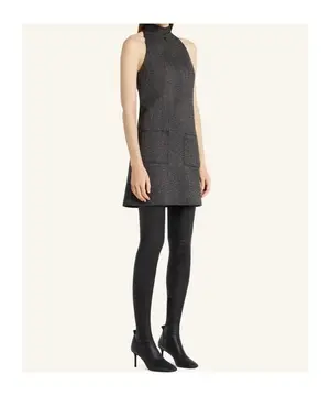 COURREGES Sleeveless A-line Dress With Embroidered Logo - Black