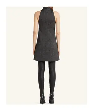 COURREGES Sleeveless A-line Dress With Embroidered Logo - Black