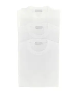 Prada Logo-patch Crewneck Three-pack T-shirts - White