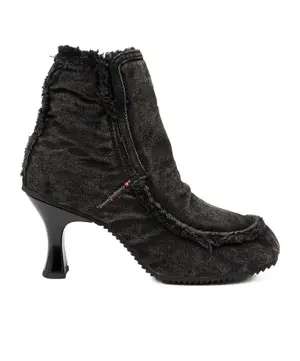 DIESEL® D-woodstock Denim Ankle Boots With Embossed Logo - Black